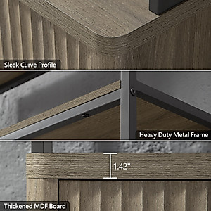 SICOTAS Book Shelf Fluted Bookshelf Tall Bookcase with Doors Storage 5 Tier Mid Century Modern Bookshelves Large Shelves Wood & Metal Book Cases for Living Room Office Bedroom Kitchen Library (2PCS)