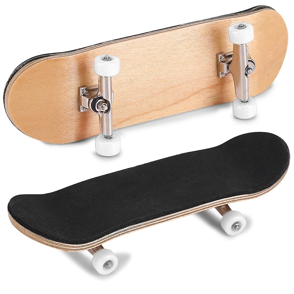 Hongzer Mini Skateboards for Fingers, Maple Wooden+Alloy Fingerboard Finger Skateboards with Box Reduce Pressure Kids Gifts, Finger Toy Skateboards(White)