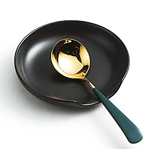 Spoon Rest Spoon Holder For Stove Top Ceramic Stove Spoon Holder For Kitchen Counter Spatula Holder Utensil Rest, Dark Black