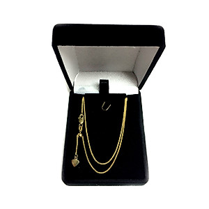 Jewelry Affairs 14k Yellow Real Gold Adjustable Wheat Chain Necklace, 1.0mm, 22"