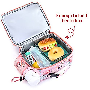 MIER Lunch Bags for Kids Boys Girls Toddlers Cute Insulated Lunch Box Tote School Lunchbox Kit with External Water Bottle Holder/Clear Zipper Pocket (Pink-Marine Animals)