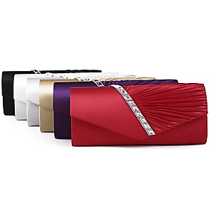 Hi-Q Women's Pleated Wedding Crystal Evening Clutch Handbags Wedding Party Clutch Purse (Sapphire blue)