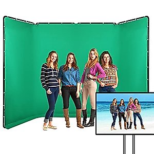 GSKAIWEN 7.87ft x 13.12ft Portable Large Chromakey Green Screen Backdrop with Stand Photography Background Support System for Photo Studio Video Shooting, Live Streaming, Parties, Keying, Stage