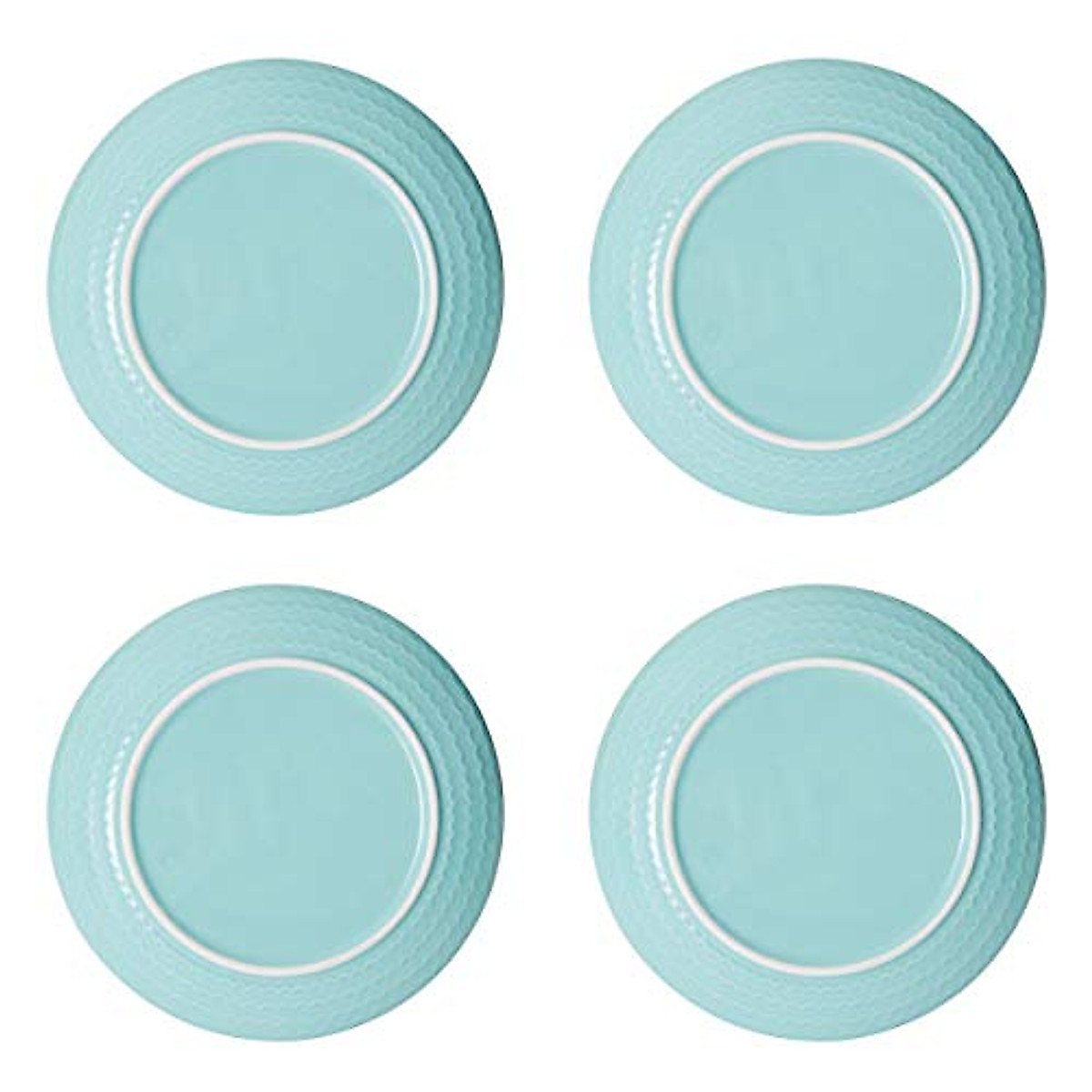 Pfaltzgraff Venice 16-Piece Stoneware Dinnerware Set, Service for 4, Aqua/White -