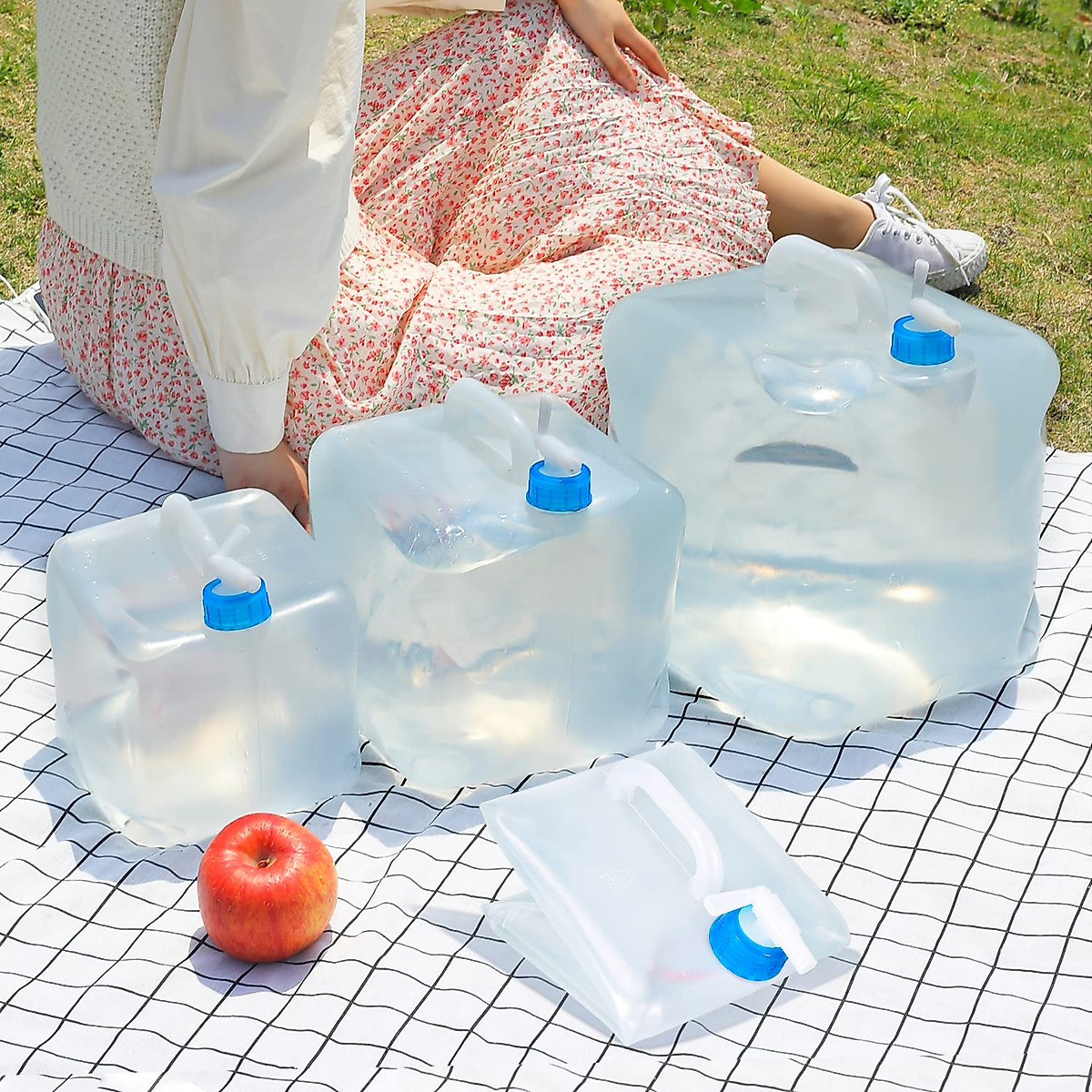 UMETASS 5.3 Gallon Collapsible Water Container with Spigot, Foldable Cube Water Jugs Portable Water Storage for Outdoors Camping Hiking (2pack)