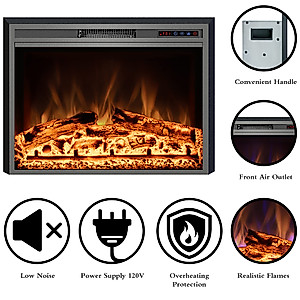 Kentsky Electric Fireplace, 30" Electric Fireplace Inserts, Recessed Fireplace Heater with Remote Control, Adjustable Flame Colors, Timer&Overheating Protection, 750/1500W