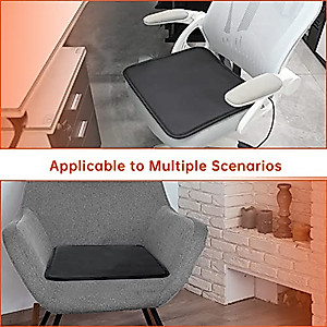 OLYDON Heated Pad for Office Chair, Square Leather Heating Pad with Auto Shut Off & Intelligence Temperature Controller, Universal Seat Warmer for Home, Office Chair (Black)