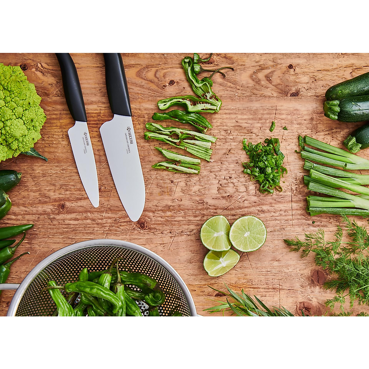 Kyocera Revolution Kitchen Ceramic Knife Set, 5.5 INCH, 3 INCH, black/white