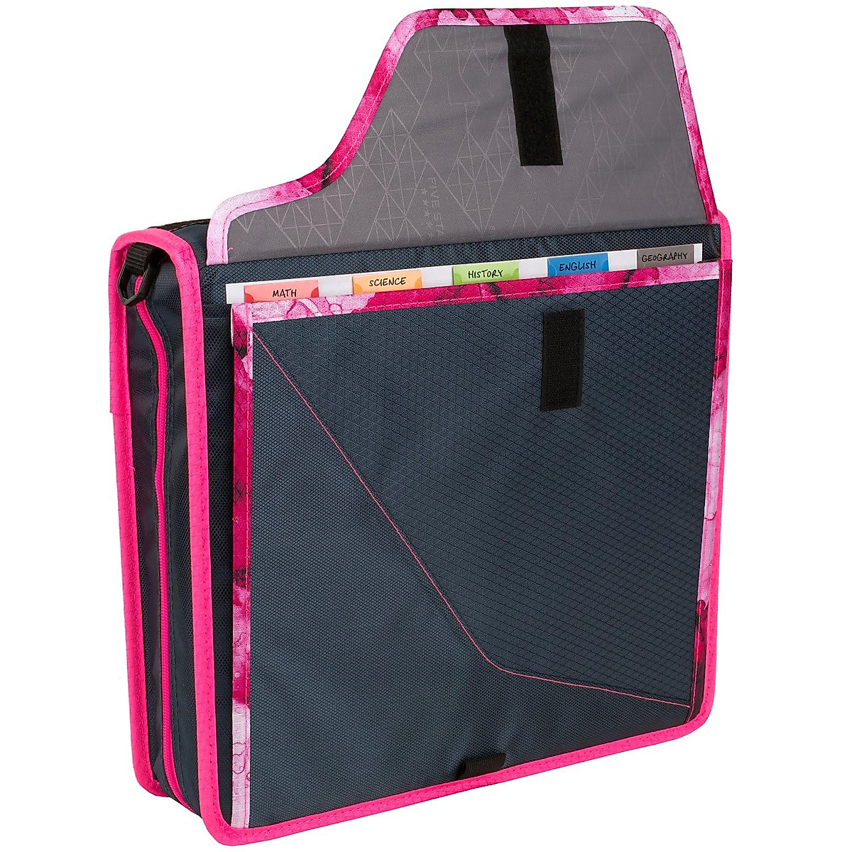 Five Star Zipper Binder, 3 Inch 3-Ring Binder for School, 5-Tab Expanding File, 850 Sheet Capacity, Removable Padded Case, Navy/Pink (292960D)