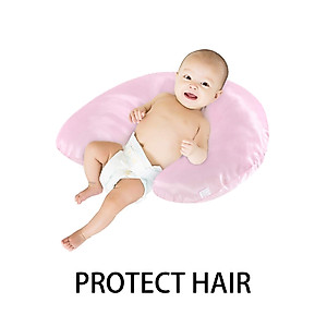 Pro Goleem Satin Nursing Pillow Cover Silk Feeling Soft Feeding Pillow Slipcover for Breastfeeding Moms Fits Standard Infant Nursing Pillow or Positioner Pink