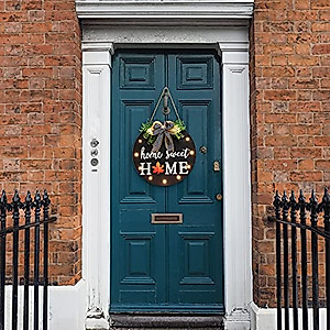 Interchangeable Welcome Sign for Front Door with 14 Changeable Icons, Farmhouse Front Porch Decor Rustic Wooden Wall Sign with 12 LED Lights, Outdoor Seasonal Welcome Home Decorations (Black1)