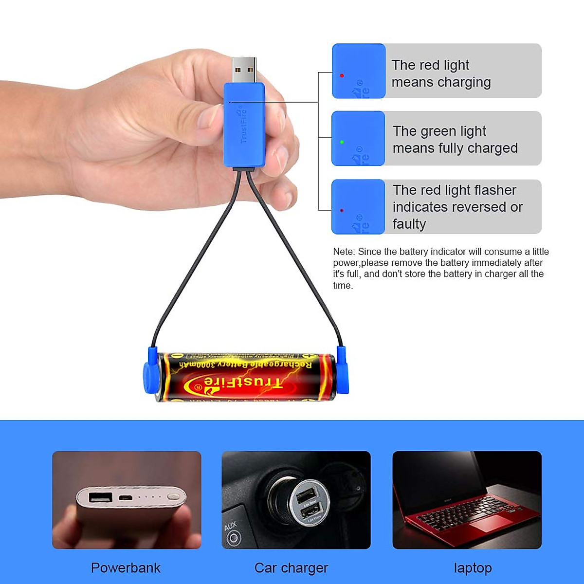 TrustFire UC10 Universal USB Battery Charger Batteries Magnetic Charger for Rechargeable Lithium-ion Batteries 32650 14500 16340 26650 18650