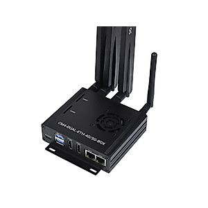 Waveshare Dual Gigabit Ethernet 5G/4G Mini-Computer Compatible with Raspberry Pi Compute Module 4 (NOT Included) with Metal Case and Cooling Fan