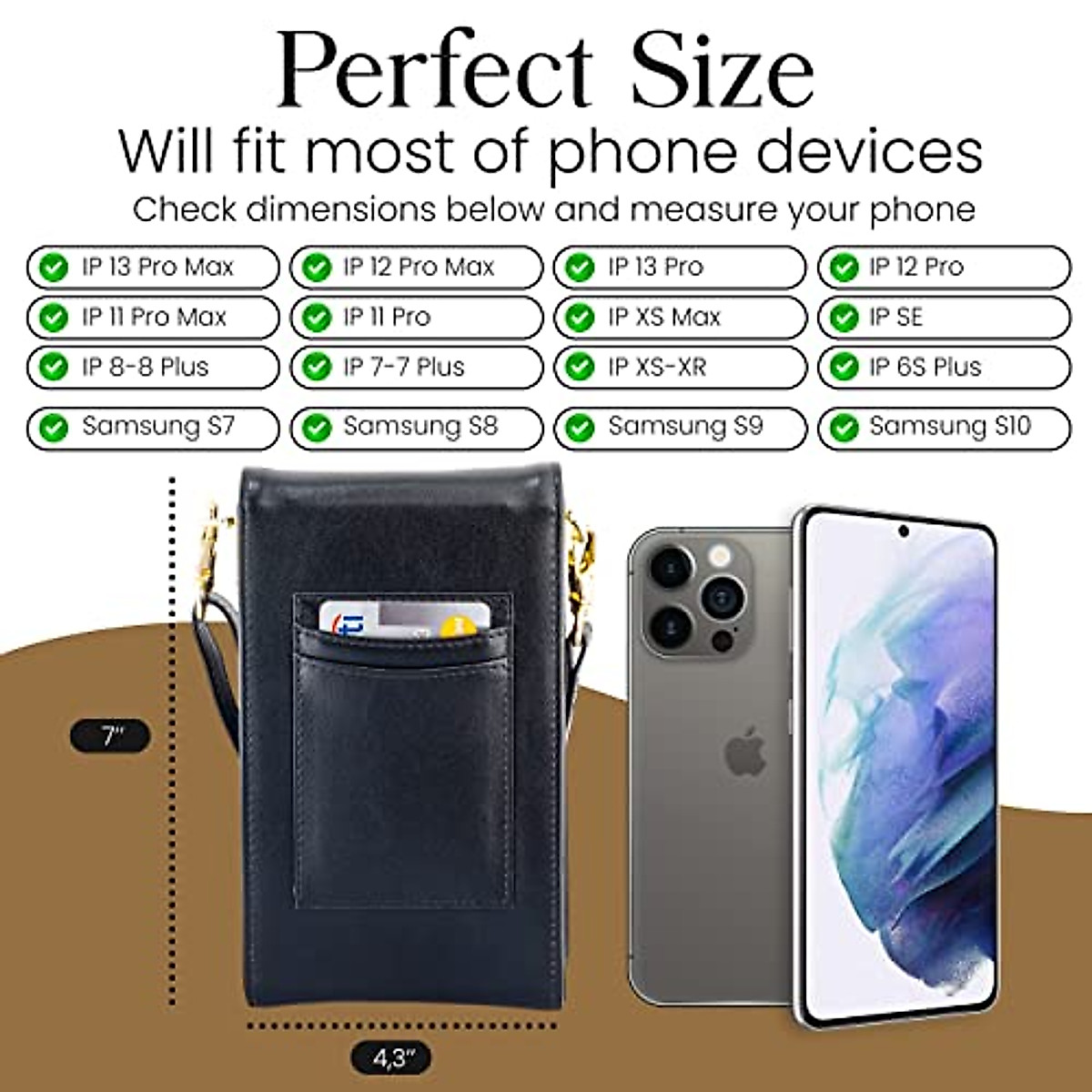 Classico Small Crossbody Phone Purse for Women - Crossbody Bag Wallet for Phone, Cards, Accessories (Medium, Black)