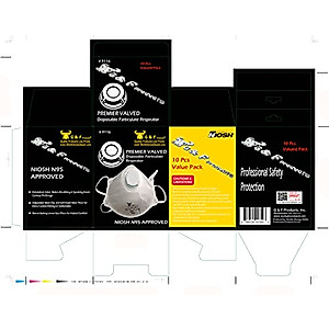 9116 Particulate Respirator Dust Mask with Valve, Two-Strap Cup Style Design, Lightweight with Cushioning Nose Foam, NIOSH Approved 10 Masks