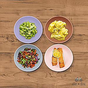 Bamboo Plates for Kids and Toddlers – 12 Pack Bamboo Toddler Plates & Stainless Steel Silverware Set – 8 Inch Bamboo Kids Plates – Eco-Friendly Kids Bamboo Plates – Dishwasher Safe