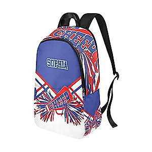 Cheer Blue White Cheerleader Backpack Shoulder Bag Daypack for Travel Camping Gift, 11.8''(L) x 5.51''(W) x 17.72''(H)