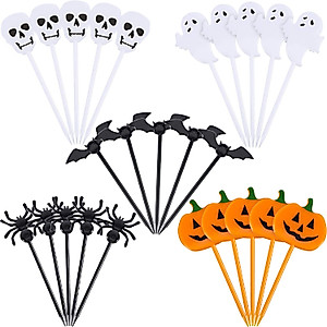 Tatuo 50 Pieces Plastic Halloween Toothpicks Halloween Cupcake Topper Cake Decorations Picks Ghost Decor for Kids Birthday Themed Party Favors Supplies