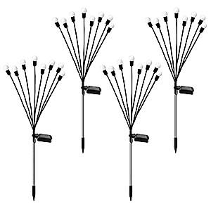 Macl 4PCS 8 Head Solar Powered Firefly Lights, LED Outdoor Waterproof Solar Starburst Swaying Garden Lights for Garden,Yard and Outdoor,Swaying When Wind Blows Solar Lamp Outdoor Decorative Lights