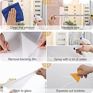 rabbitgoo Frosted Glass Window Film, Privacy Film for Glass Windows Static Cling, Removable Indoor Frosting Clings for Bathroom, Pure, 11.8 x 78.7 inches
