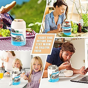 CUPADA Funny Cats Vacation Food Jar, Car Driving Insulated Hot Food Jars Vacuum 17OZ with Folding Spoon for Work Trip Picnic Camping