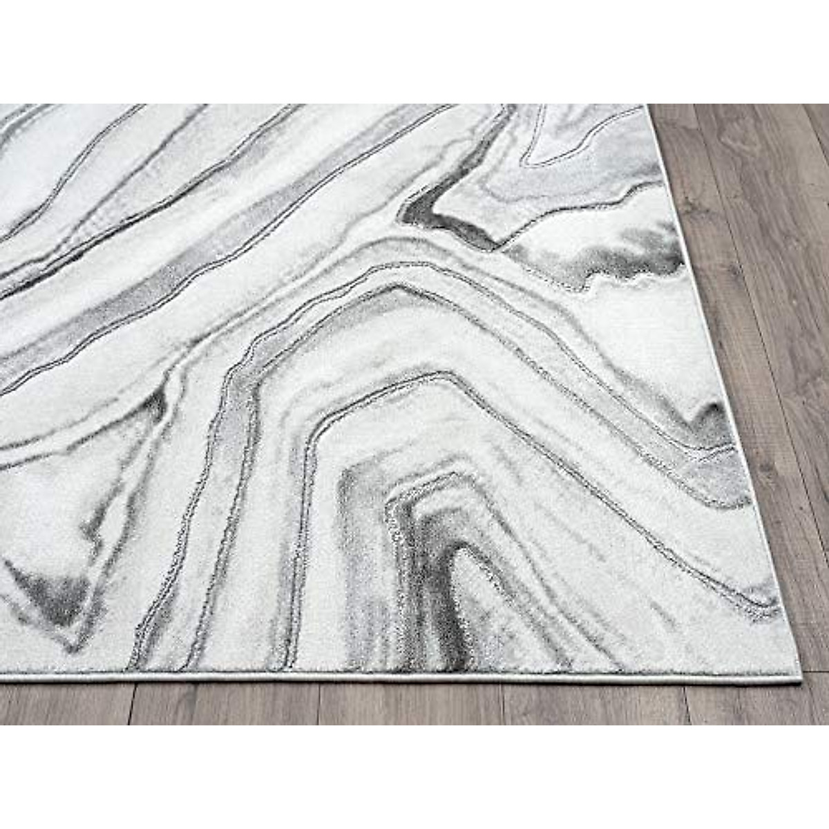 Abani Abstract Grayscale Agate Area Rug Rugs - 6' x 9' Contemporary Non-Shed Modern Grey Bedroom Rug