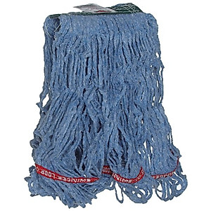 Rubbermaid Commercial Products Swinger Loop Mop Head Replacement, 1-Inch Headband, Medium, Blue, Heavy Duty Cotton/Synthetic Industrial Wet Mop for Floor Cleaning