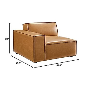 Modway Restore Vegan Leather Left-Arm Sectional Sofa Chair in Tan