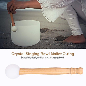 Singing Bowl Mallet, Wood Mallet Stick Rubber O Ring Singing Bowl Stick Singing Bowl Parts Percussion Instrument Parts For Crystal Singing Bowl