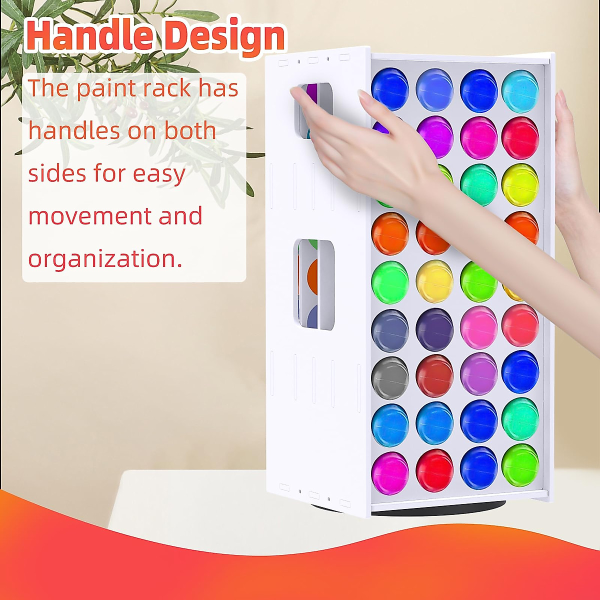 Craft Paint Rack, 72 Holes Paint Tower, Vertical 360° Craft Paint Organizer, Paint Organizer Holder with Handle, Paint Organizer Box for 2oz Paint Bottles