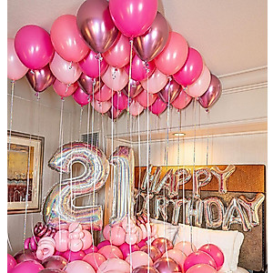 Pink Balloons Metallic Pink Balloon, 50Pcs 12Inch Hot Pink Chrome Pink Latex Balloons Baby Pink Balloons and Dark Magenta Pink Balloons for Birthday Baby Shower Princess Party Decorations