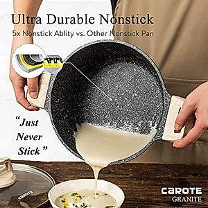 CAROTE 6 Qt Nonstick Stock Pot Soup Pot,Granite Cooking Pot, Casserole Dish Dutch Oven with lid Cookware PFOA Free (CLASSIC GRANITE)