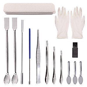 Swpeet 15Pcs Stainless Steel Capsule Filling Machine Kits for #000 00 0 1 2 3 Pill Filler, Micro Lab Scoop Spoon Lab Spatulas Lab Scoop Filling Tray Powder Tamper Tool Pill Filler Tamper Tool Spoon