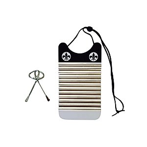 Washboard Zydeco Frottoir ScrubBoard Percussion Miniature 6 inches wide by 11 inches long Instrument Free Scratchers Handmade Louisiana Black & White Tee Don Board Key of Z Rubboards
