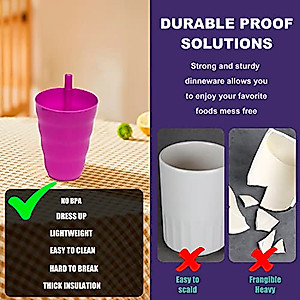 Klickpick Home Kids Cups with Built-in Straw - Set of 8 Toddler Drinking Cups with Straws 10 Ounce - Children Sip-a-Cup Dishwasher Safe BPA Free Brightly Colored Great Kid and Toddler Tumbler Cups
