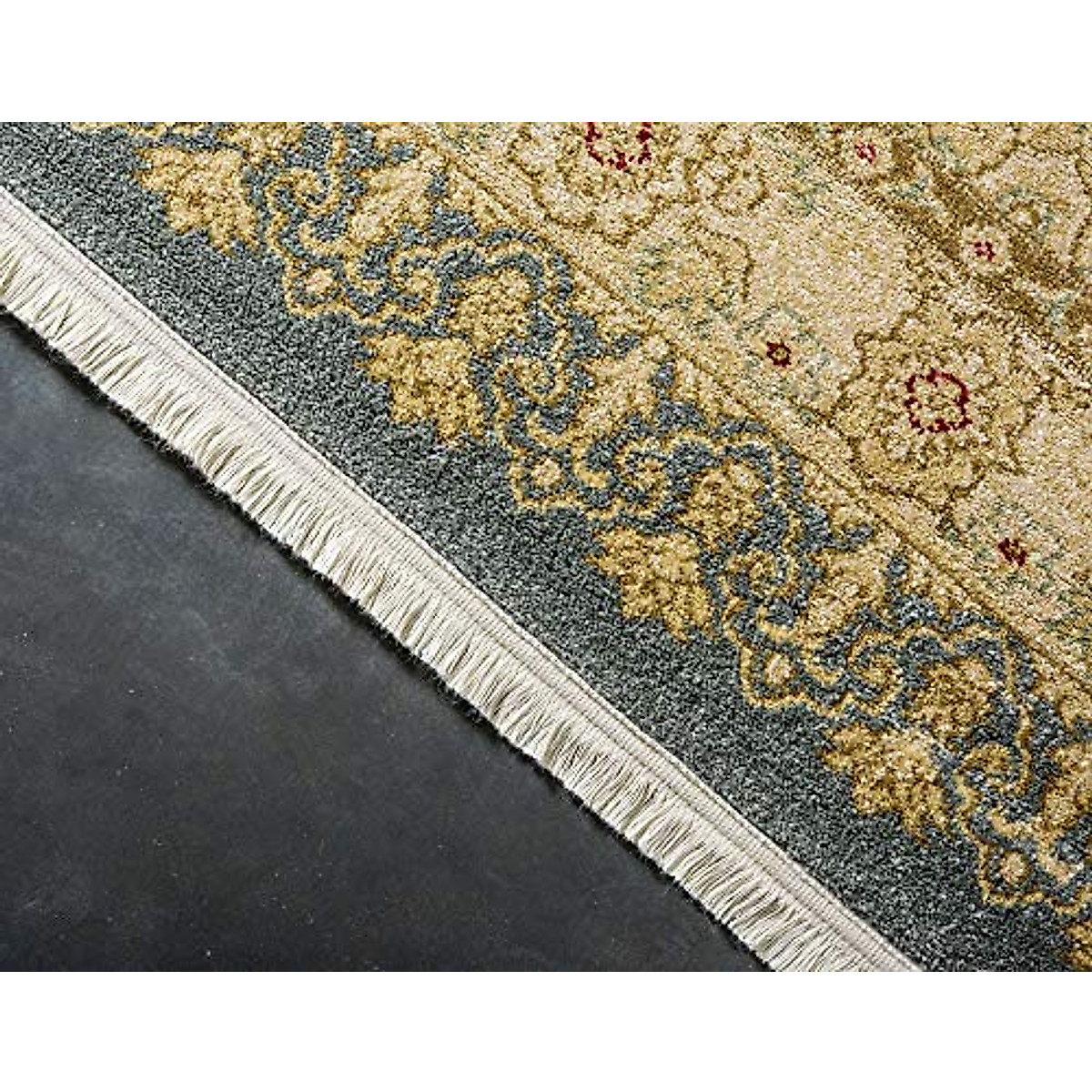 Unique Loom Edinburgh Collection Area Rug-Zinnia, 9 ft x 12 ft, Blue/Beige