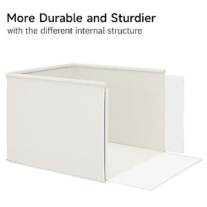 LayerSpace Storage Bins, Collapsible Storage Bins, 3 Pack Linen Fabric Storage Bins for Organization, Durable Storage Bins for Closet, Shelves, Clothes,Toys, 14.75" L*10.25" W*8" H, Beige