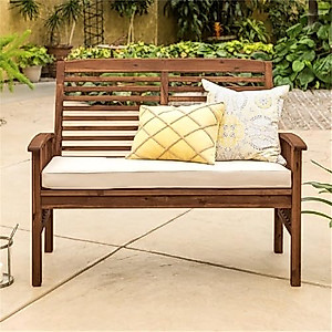 Afuera Living Solid Acacia Wood Patio Loveseat in Dark Brown