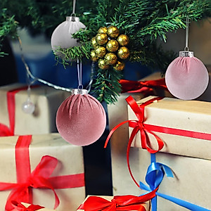 Valcatch Velvet Christmas Balls, Velvet Christmas Ornaments for Tree Set of 15, Farmhouse Christmas Ball Bauble, Christmas Ball Ornaments for Xmas Tree Hanging Decoration