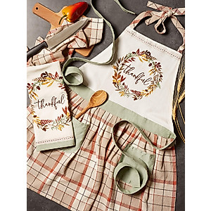 DII Kitchen Gift Set Collection, Apron & 2 Dish Towels, Thankful Autumn, 3 Piece