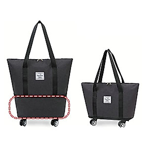 Upgrade Shopping Bag with Wheels Portable Trolley Bags Grocery Cart Hand Pulling Utility Universal Wheels Bag Folding Shopping Cart Trave Bag- Larger & Waterproof & Strong(Grey-B0C6F8FP2Q)