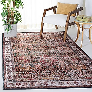 SAFAVIEH Tucson Collection Area Rug - 8' x 10', Ivory & Green, Persian Design, Non-Shedding Machine Washable & Slip Resistant Ideal for High Traffic Areas in Living Room, Bedroom (TSN114A)