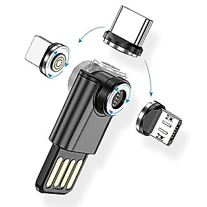 BoxWave Cable Compatible with Microsoft Surface Duo 2 5G - MagnetoSync Mini Adapter, Magnet Charging Cable USB Type-C Micro USB - Jet Black