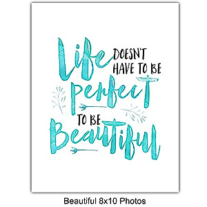 Light Blue Inspiring Positive Affirmations Quotes Wall Decor - Inspirational Art Posters 8x10 - Encouraging Self Improvement Motivational Sayings - Uplifting Encouragement Gifts for Empowered Women