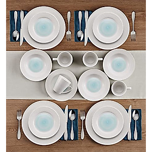 Pfaltzgraff Annie 16 Piece Dinnerware Set, Service for 4, Teal
