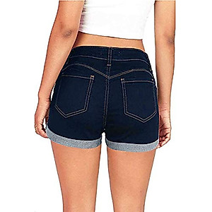 New Washed Shorts ,THENLIAN Women Low Waisted Solid Short Mini Jeans Denim Pants Shorts(S, Black)
