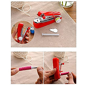 Mini Sewing Machine, Handheld Portable Hand Sewing Machine Handheld Sewing Machine Anti Rust Mini Portable Stitch Stapler for Home Outdoor Travelling