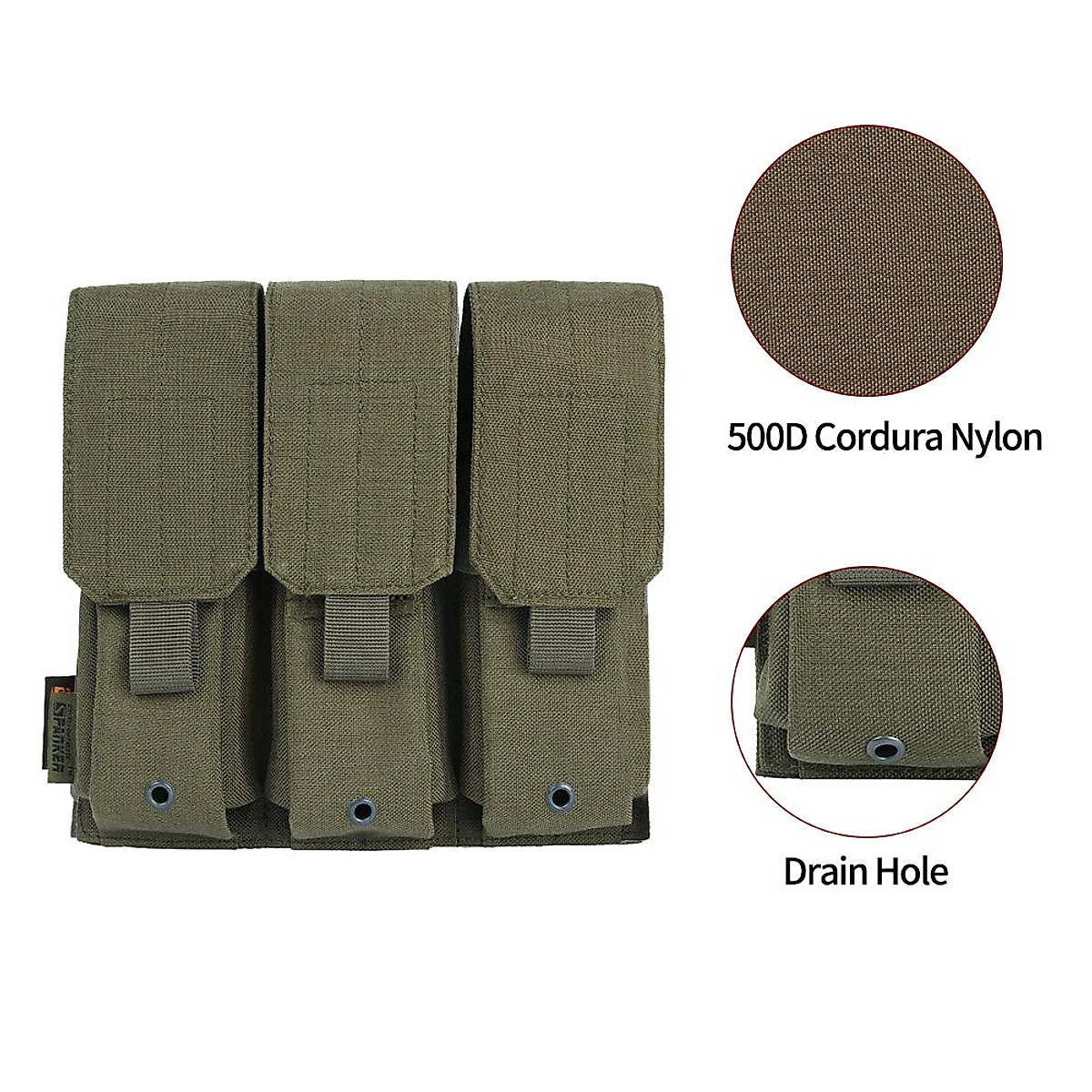 EXCELLENT ELITE SPANKER Tactical Molle Single/Double/Triple Mag Pouch for M4 M14 M16 AR15 AR10 G36 Magazine Holds 2 Mags(Ranger Green)
