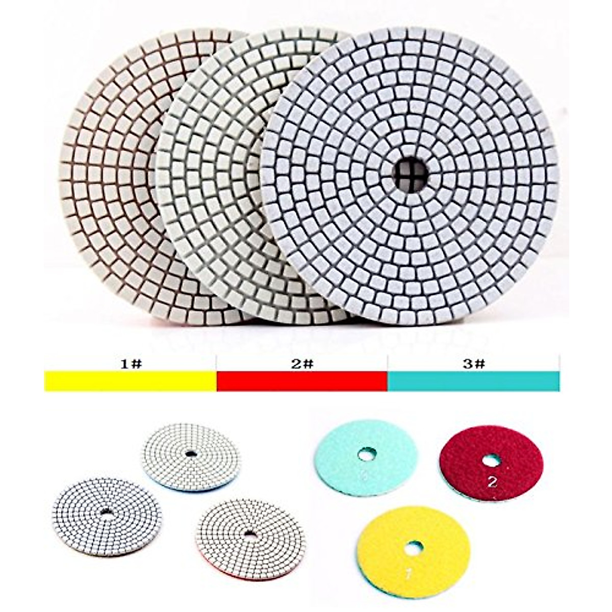 casaverde 4 Inch with 2.5mm Thickness Dry/Wet 3 Step Polishing Pads for Granite Marble Concrete Stone