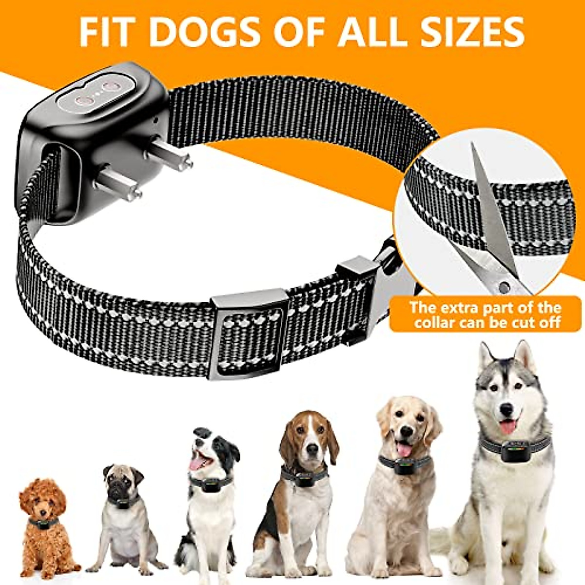Kiuluta Dog Bark Collar for Large Medium Small Dogs Automatic Anti Barking Collar Dog Training with Beep Vibration Shock Stop Barking Control Devices IP67 Waterproof (Black)